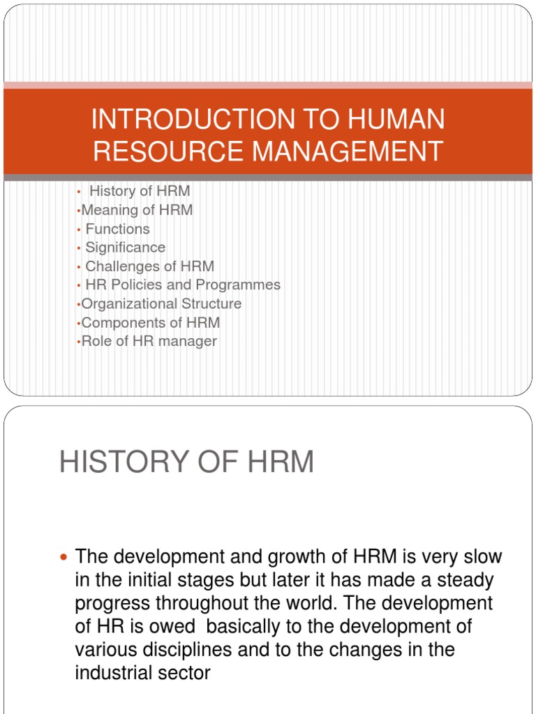 Introduction To Human Resource Management | PDF | Human Resource ...