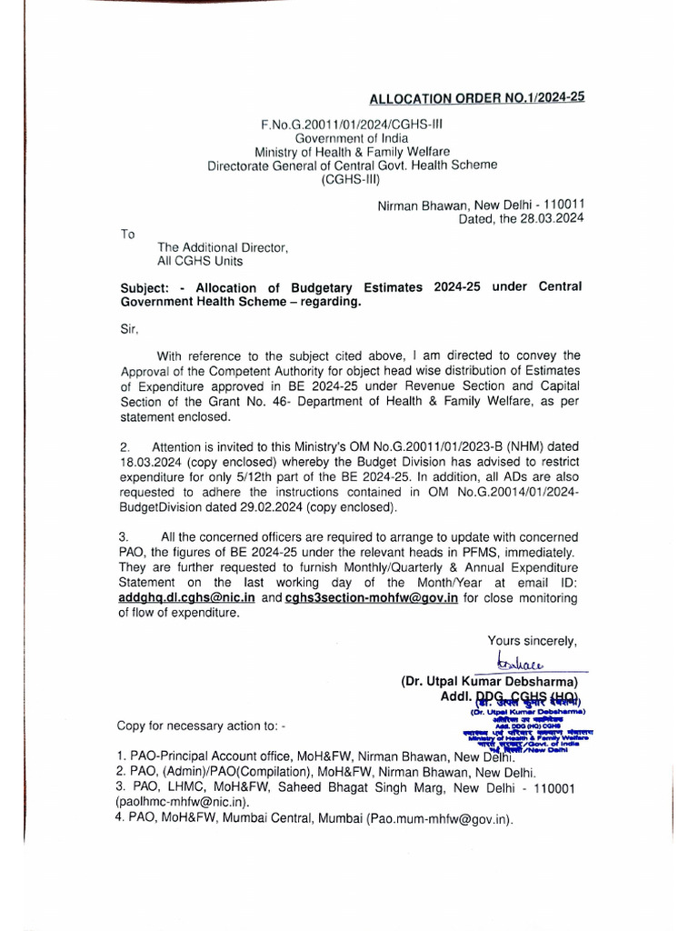 Allocation of BE 2024-25 | PDF
