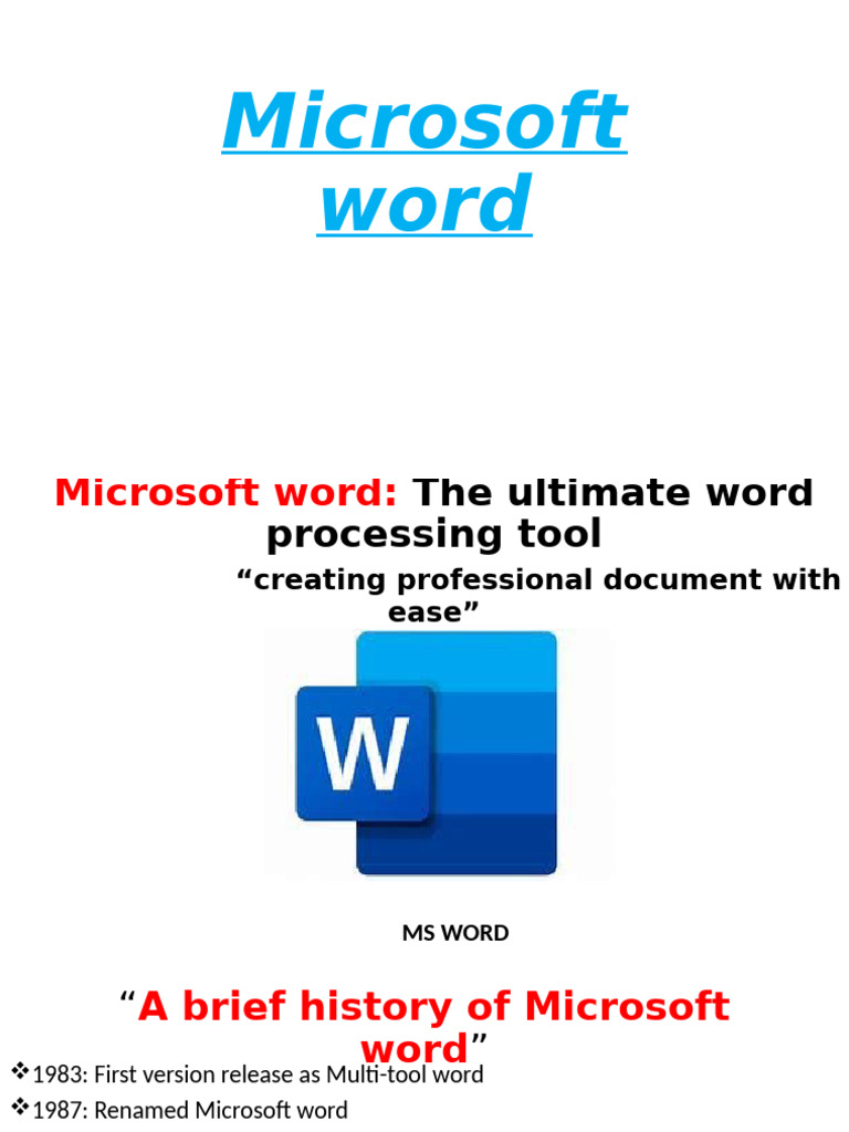 Microsoft Word: Key Features & History | PDF