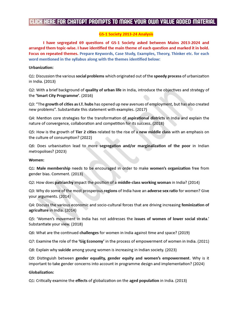 GS 1 Society 2013 24 Analysis | PDF | Globalization | Poverty