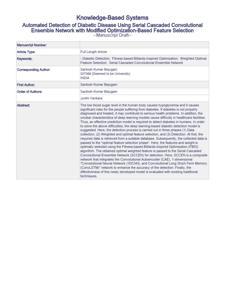 Advanced Diabetes Detection Model | PDF | Diabetes | Deep Learning