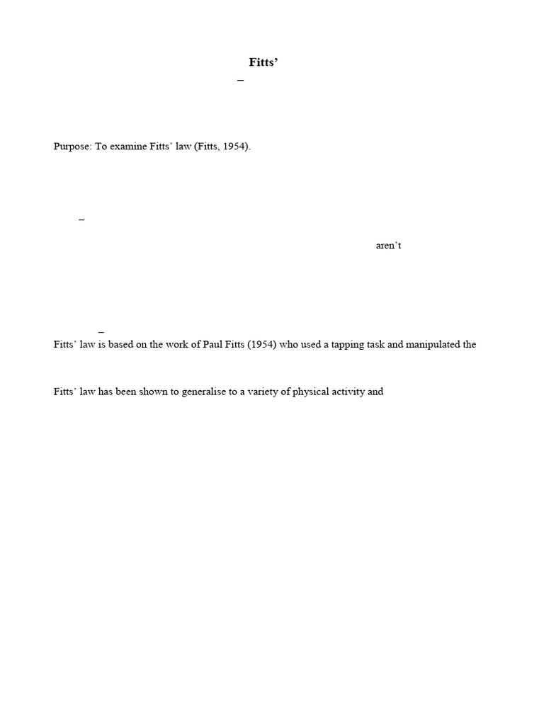 Fitts Law - Speed Accuracy Trade Off | PDF