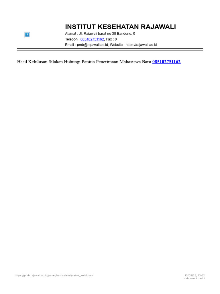 Cetak Kelulusan PMB | PDF