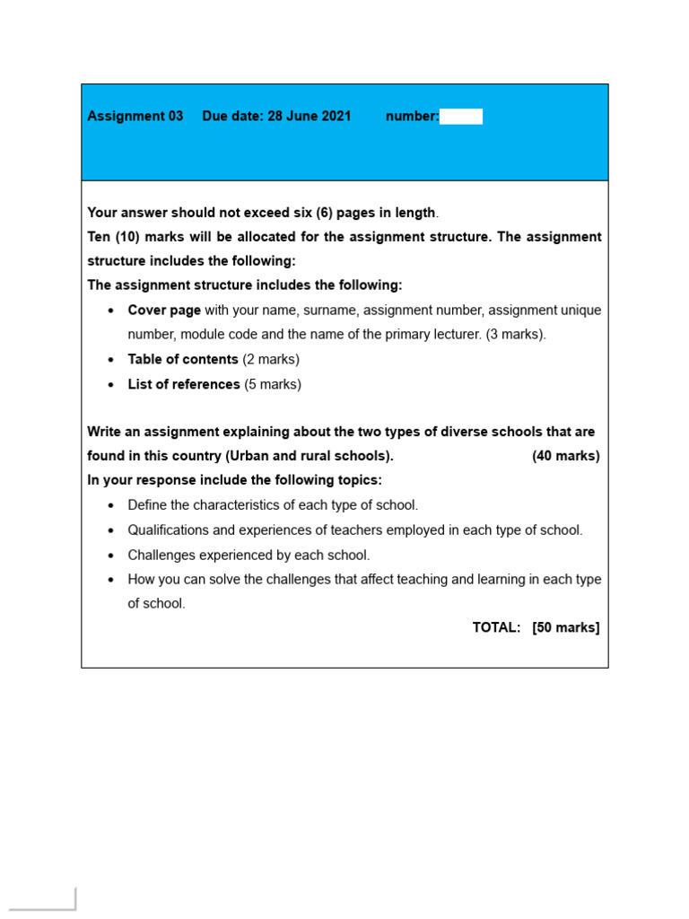 Urban vs. Rural Schools Assignment Guide | PDF