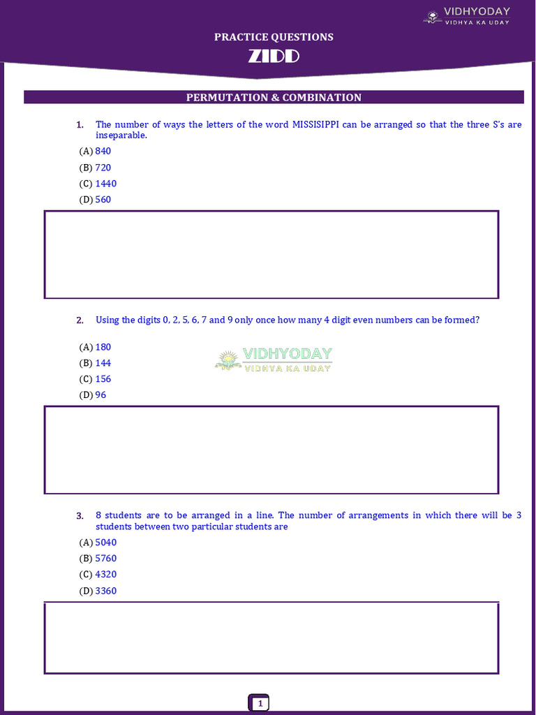 Permutation and Combination | PDF | Password