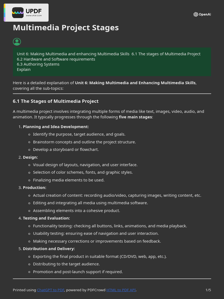 Multimedia Project Stages CH 6 | PDF | Multimedia | Usability