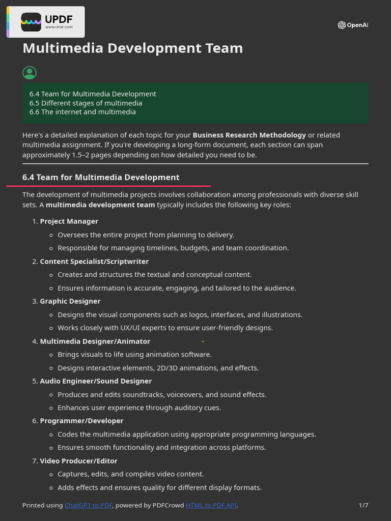 Multimedia Development Team Overview | PDF | Multimedia | Adobe Flash