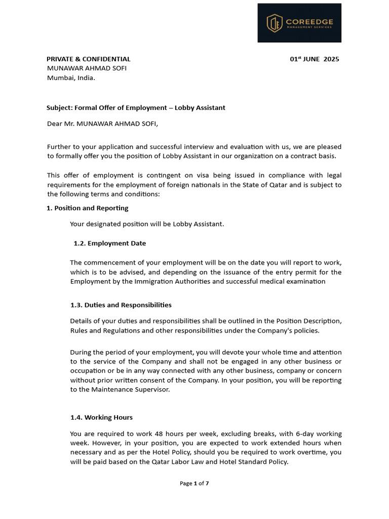 Munawar Ahmad Sofi-Lobby Assistant | PDF | Employment | Trade Secret