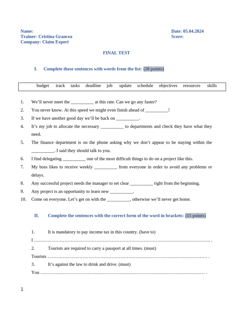 Final Test Claim Expert Intermediate Group (05.04.2024) | PDF