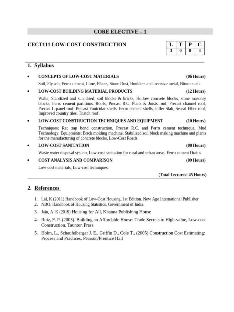 Low Cost Construction Final | PDF
