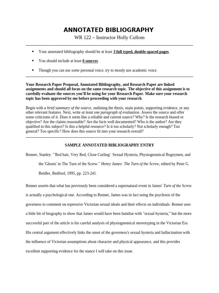 Annotated Bibliography Assignment | PDF | The Turn Of The Screw ...