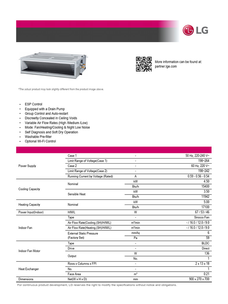 LG Multi V Indoor Unit Specifications | PDF | Air Conditioning | Remote ...