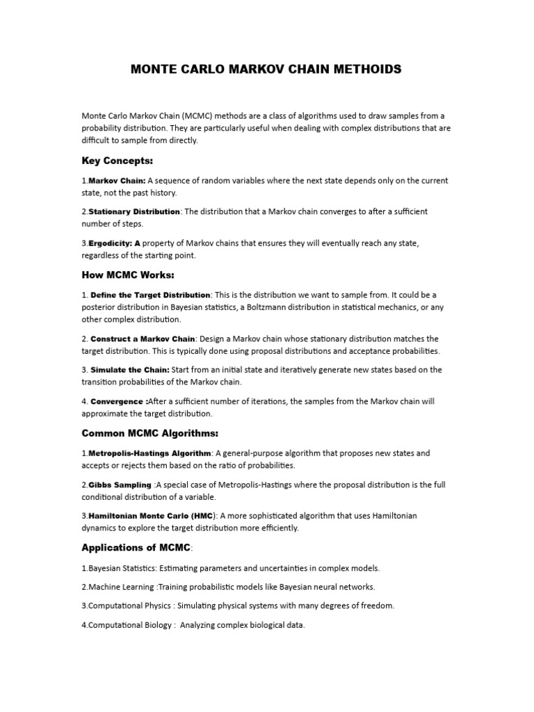 UNIT-5 Markov Chain Monte Carlo Methods | PDF | Monte Carlo Method | Probability