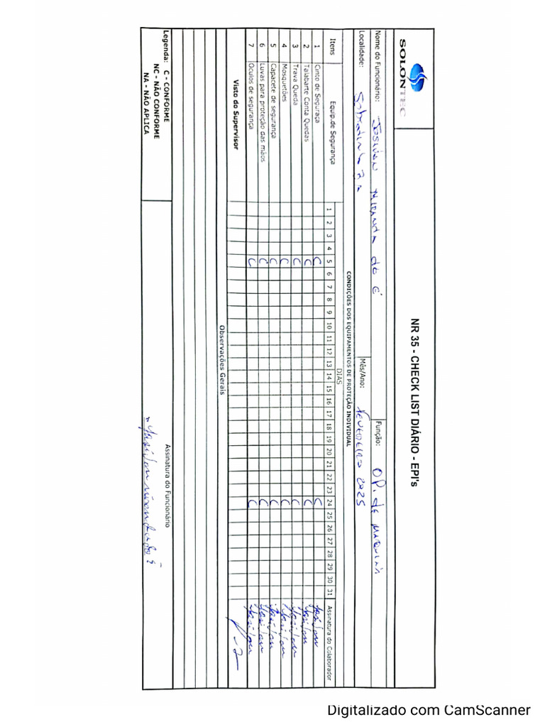 Checklist Epi NR - 35 - SBD | PDF