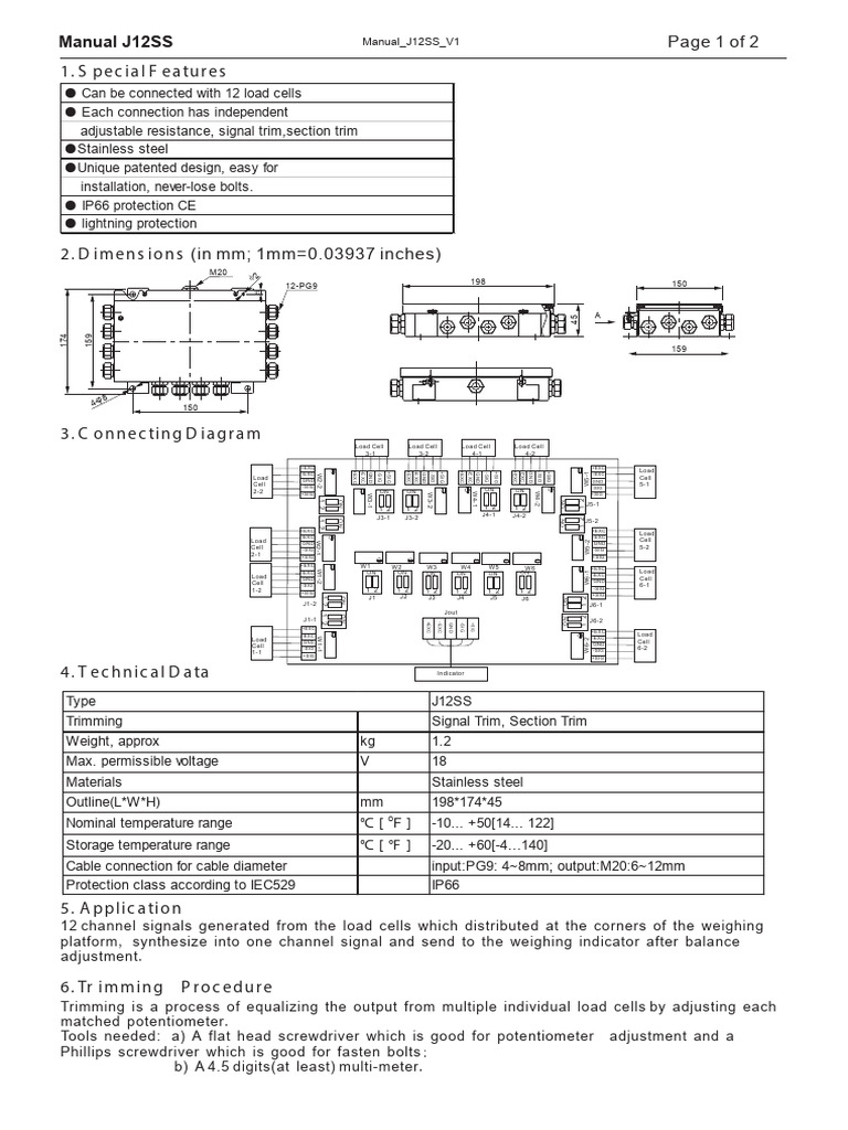Manual - J12SS - V1 ENG Signal Trim Junction Box | PDF | Equipment ...