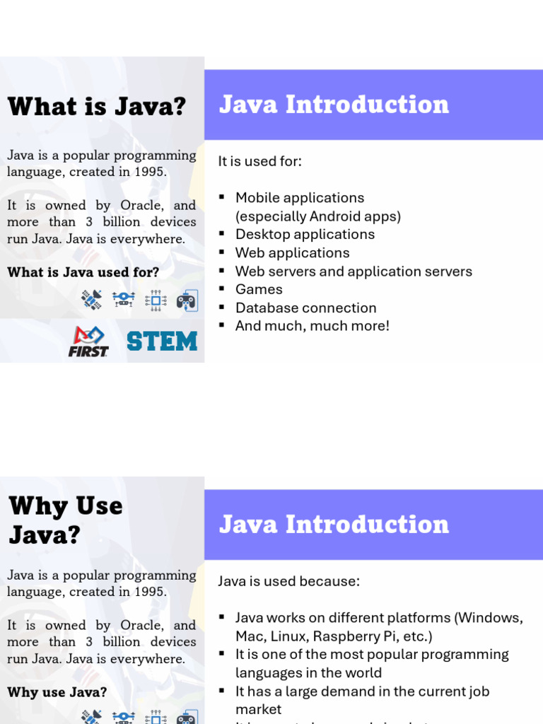STEM Club Introduction to Java Presentation | PDF | Java (Programming Language) | Application ...