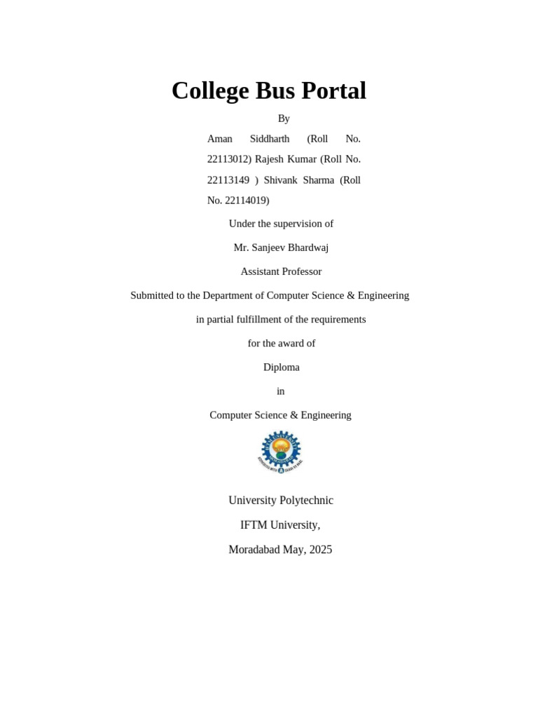 College Bus Portal Management System | PDF | Java Script | Bus