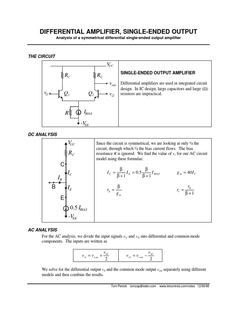 Differential Amplifier SEO | PDF | Amplifier | Electrical Network