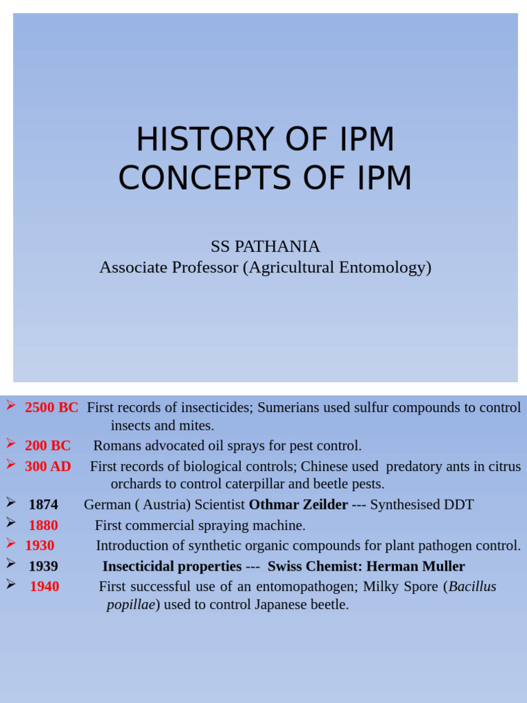 2 PPT 506 History and Concepts of Ipm | PDF | Agriculture | Pesticide