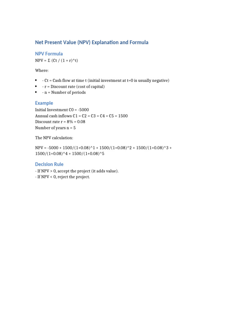 Net Present Value (NPV) Explained | PDF