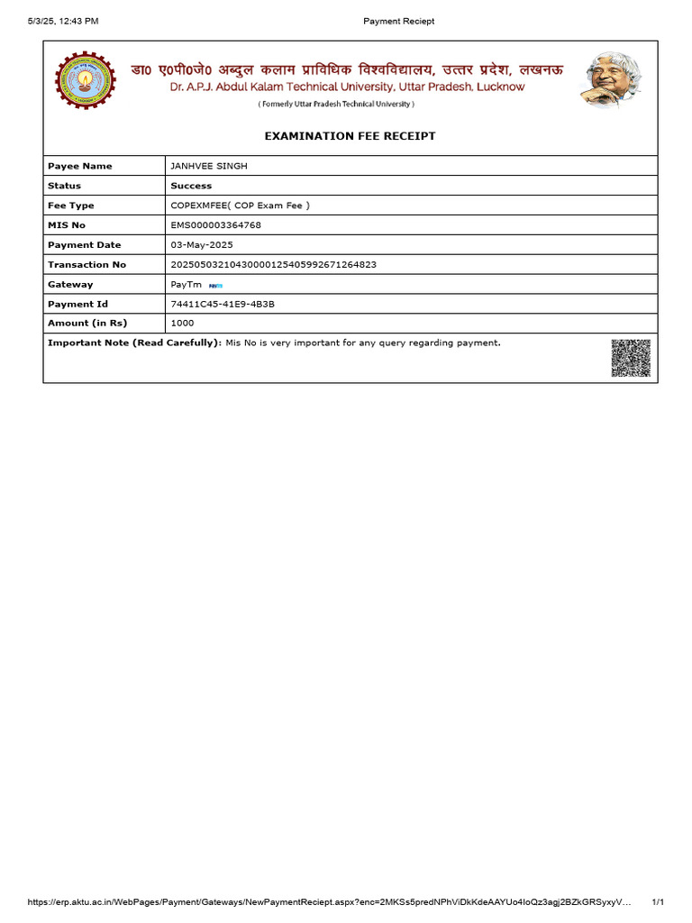 Payment Reciept | PDF