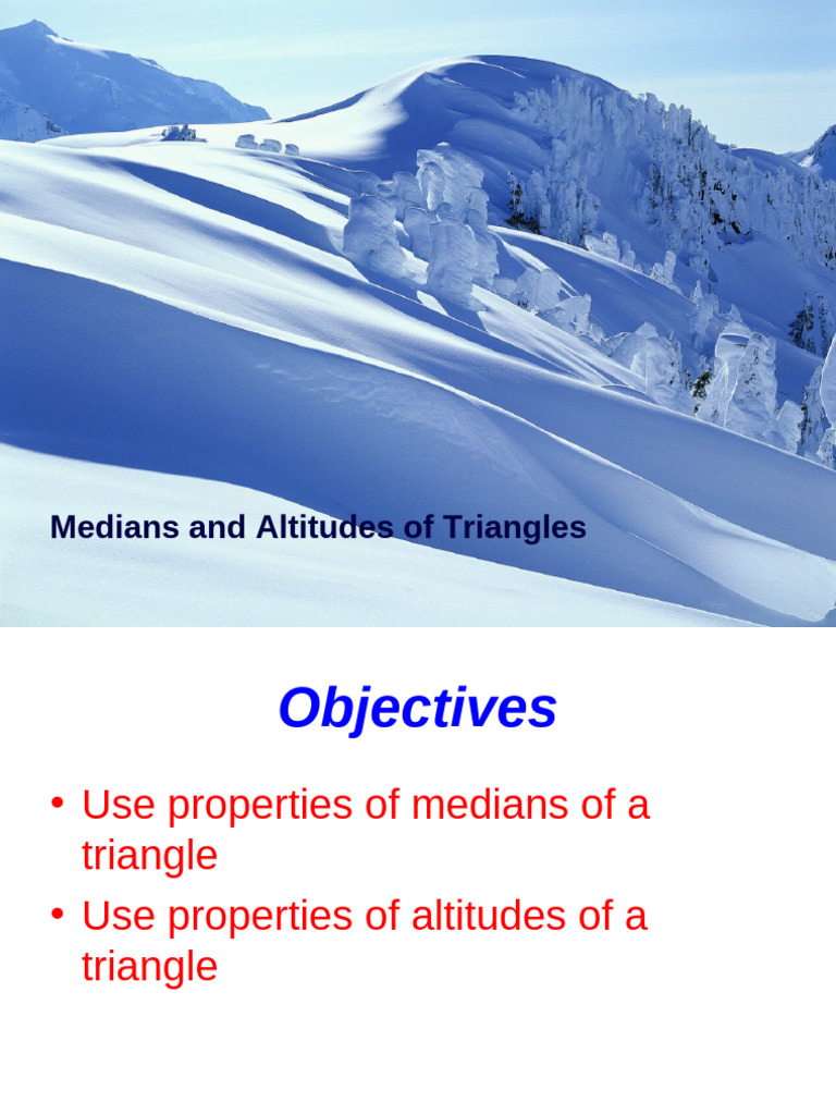Medians and Altitudes in Triangles | PDF | Triangle | Geometry