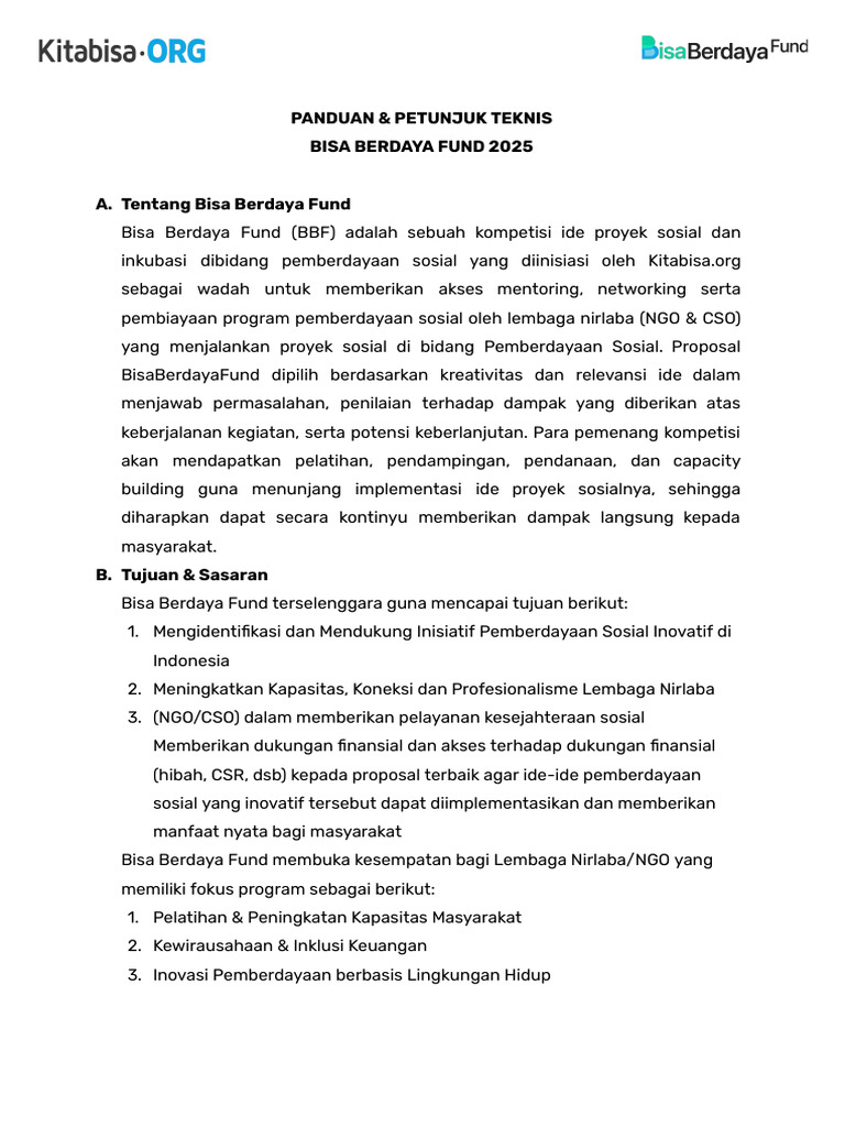 Panduan Bisa Berdaya Fund 2025 | PDF