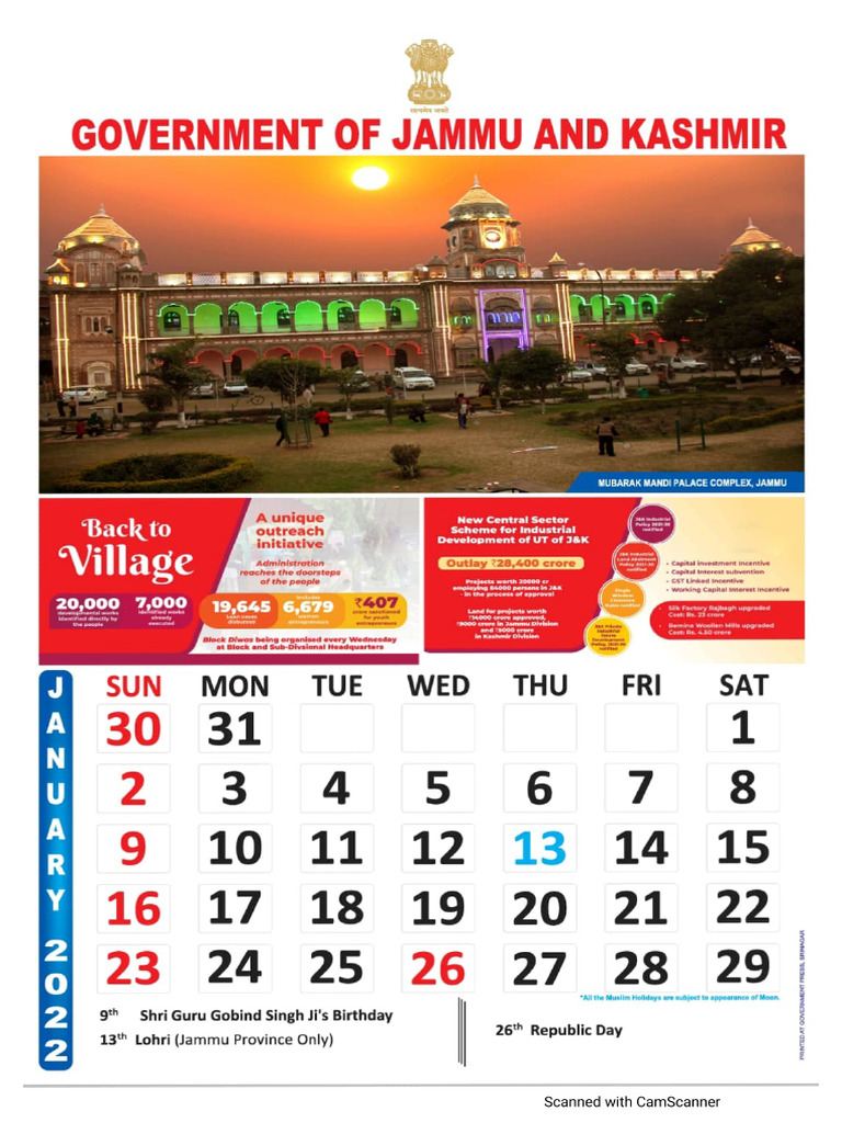 Govt. Callender 2022 | PDF