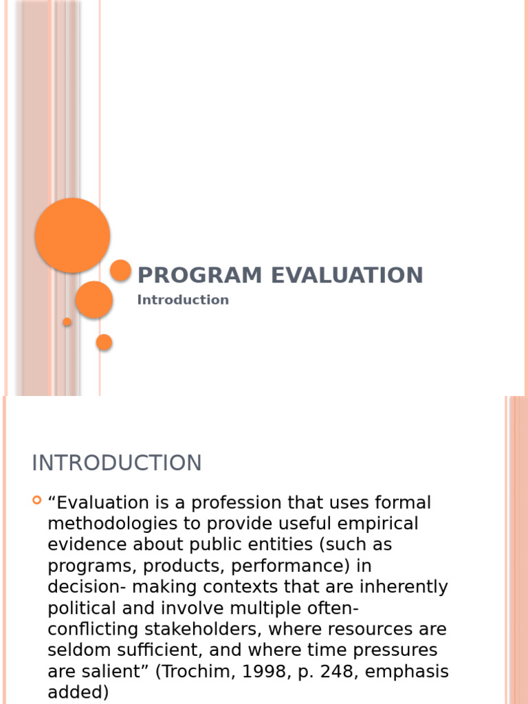Introduction To Program Evaluation | PDF | Evaluation | Business