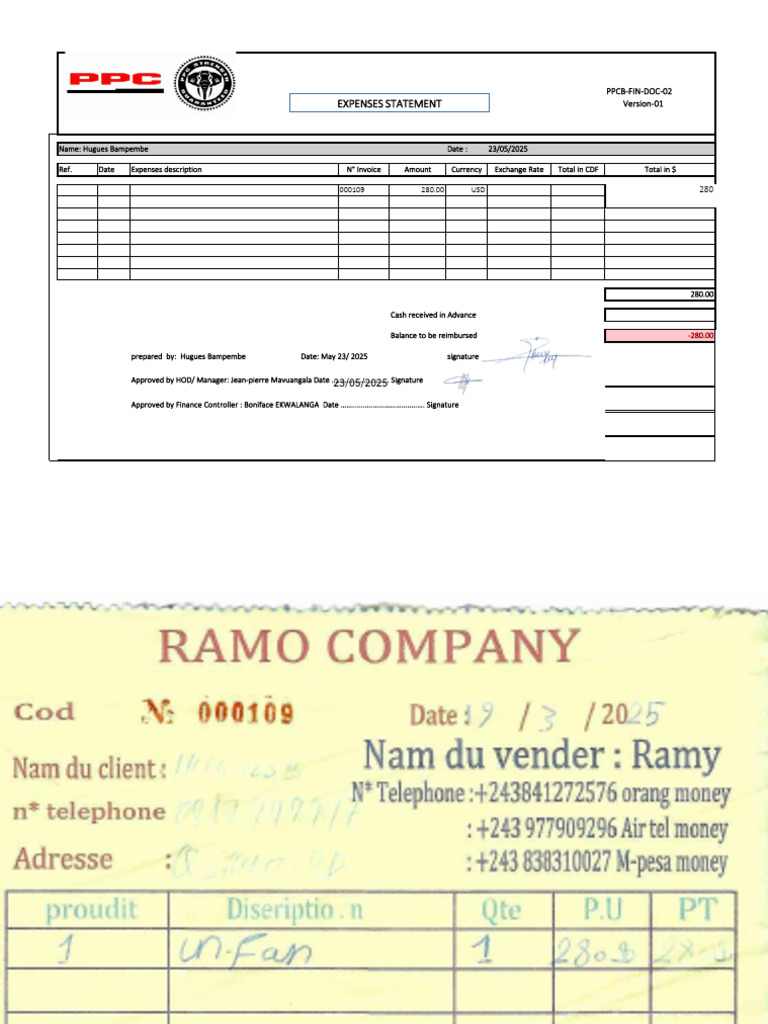 Expense Form Facture Ventilateur - Unsigned | PDF