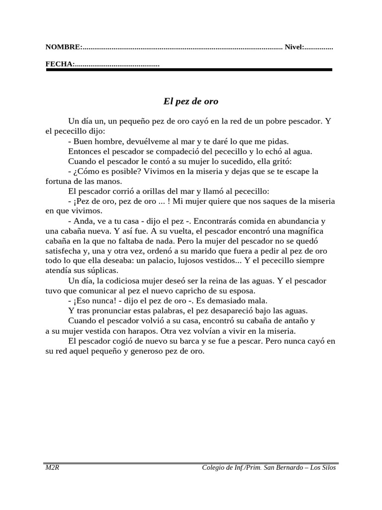 Lectura El Pez de Oro | PDF