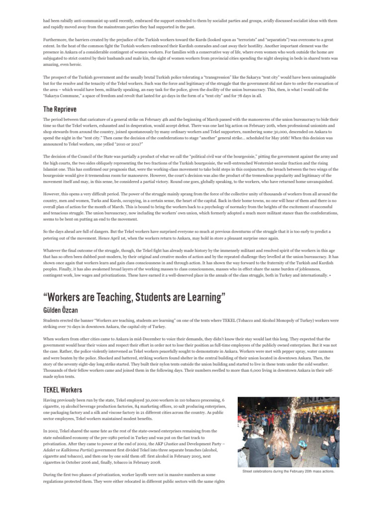 The Tekel Strike in Turkey | PDF | Employment | Layoff