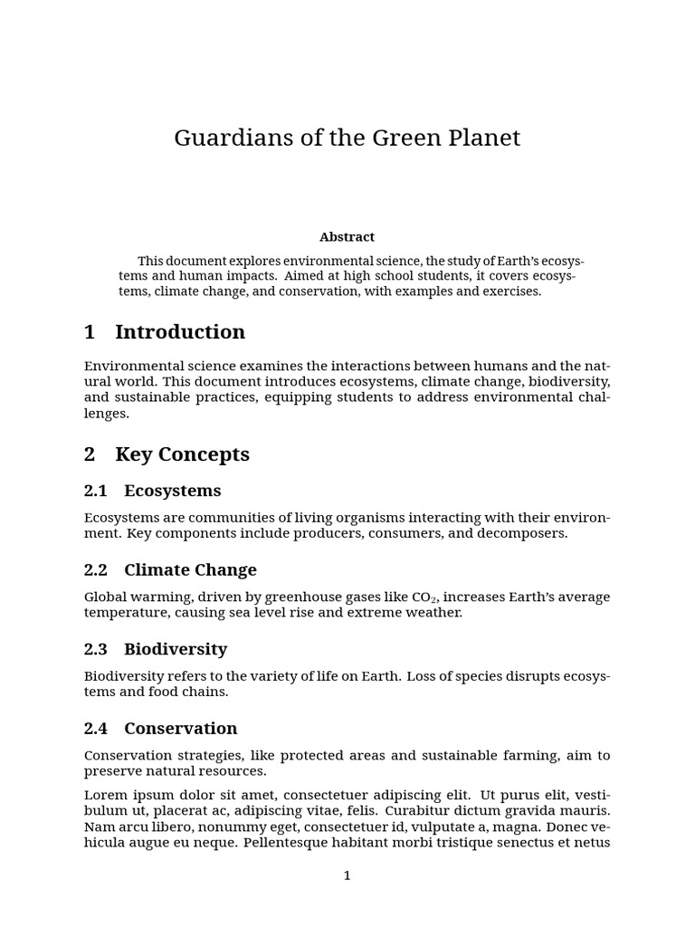 Green Guardians: Environmental Science Guide | PDF | Climate Change ...