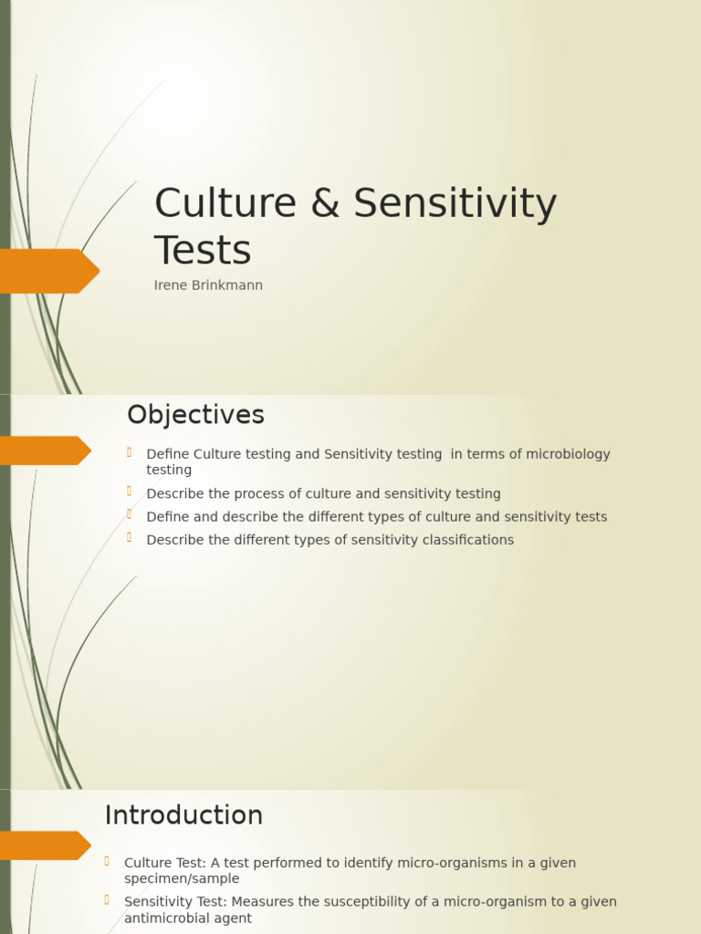 9.culture Sensitivity Tests | PDF | Biology | Microbiology