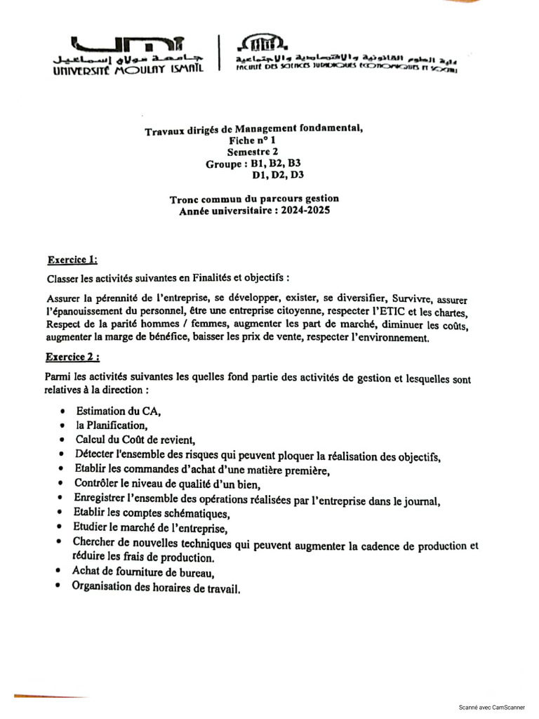 TD Management Fondamentale S2 | PDF