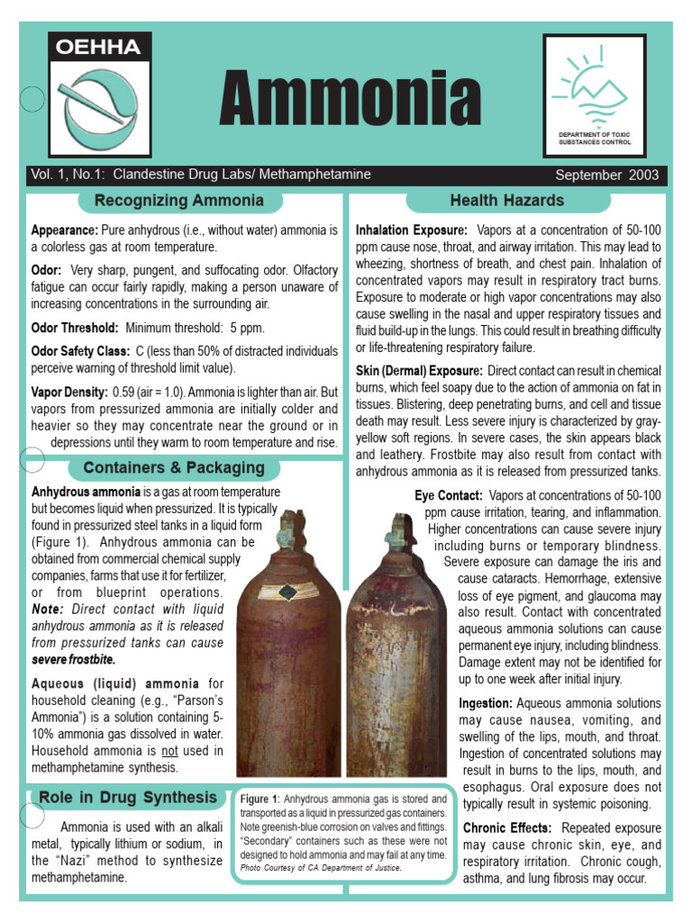 Ammonia Fact Sheet Meth Labs | PDF | Ammonia | Respiratory Tract