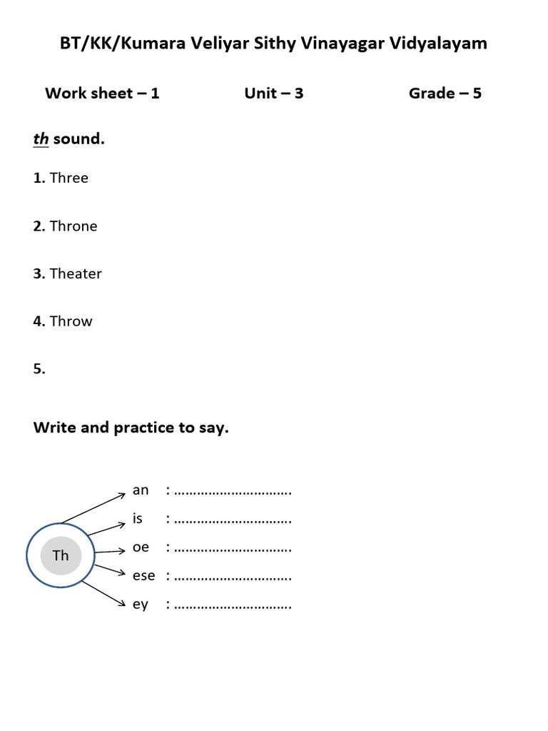 Grade 5, Unit 3, Worksheet 1 | PDF