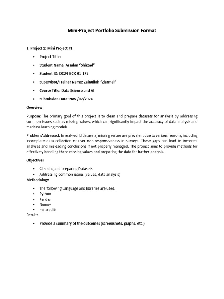 Arsalan Shirzad's Mini Projects Portfolio | PDF | Autoregressive Integrated Moving Average ...