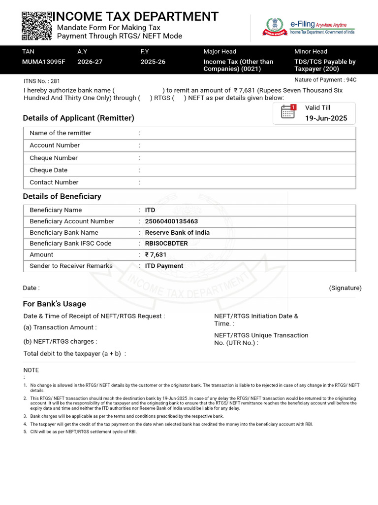 MandateForm | PDF | Taxes | Services (Economics)