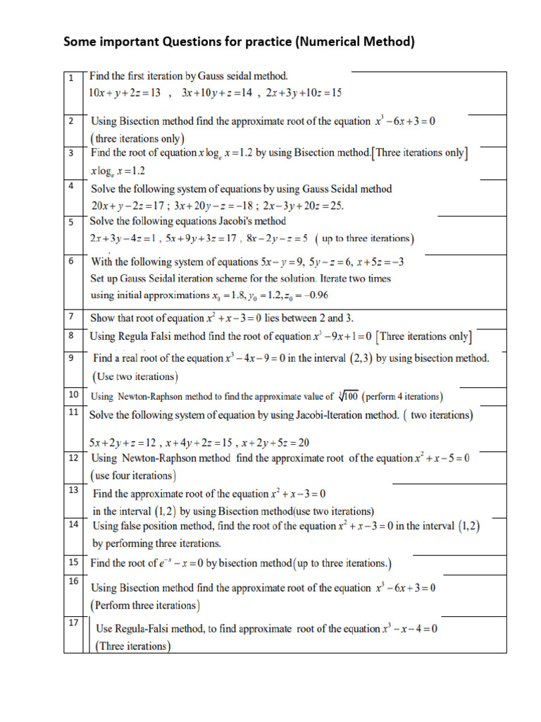 Examples For Practice (Numerical Solutions) | PDF