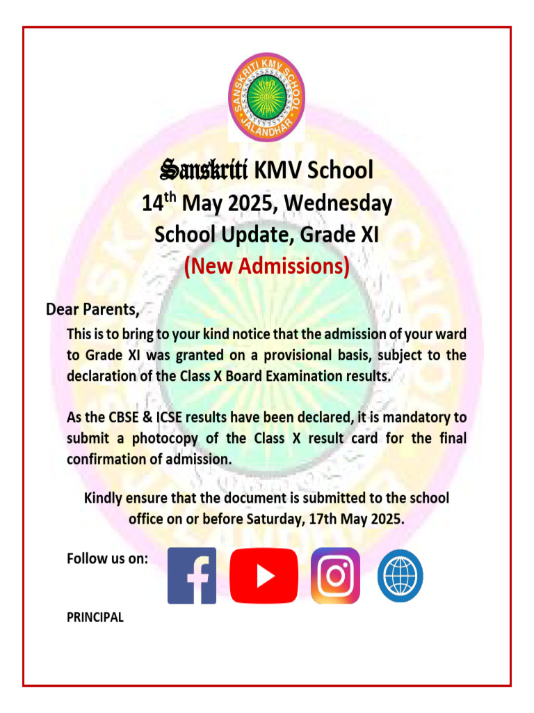 School Update, Grade XI, 14th May 2025 | PDF