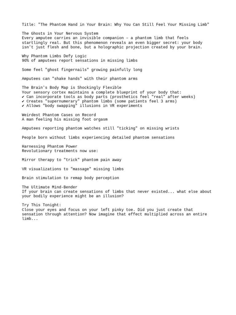 The Phantom Hand in Your Brain | PDF