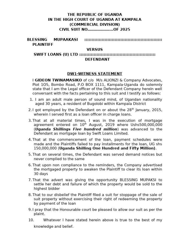 DEFENCE Witness statement | PDF | Justice | Crime & Violence