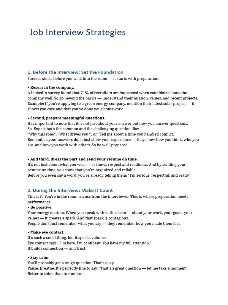 Job Interview Strategies-1 | PDF | Job Interview | Psychology