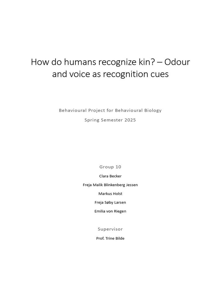 How Do Humans Recognize Kin - Behavioural Group Project - Group 10 ...