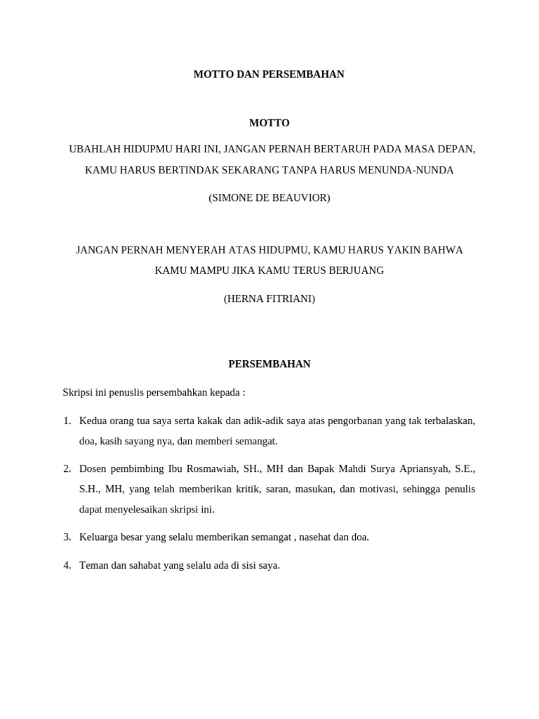 Motto Dan Persembahan Skripsi | PDF