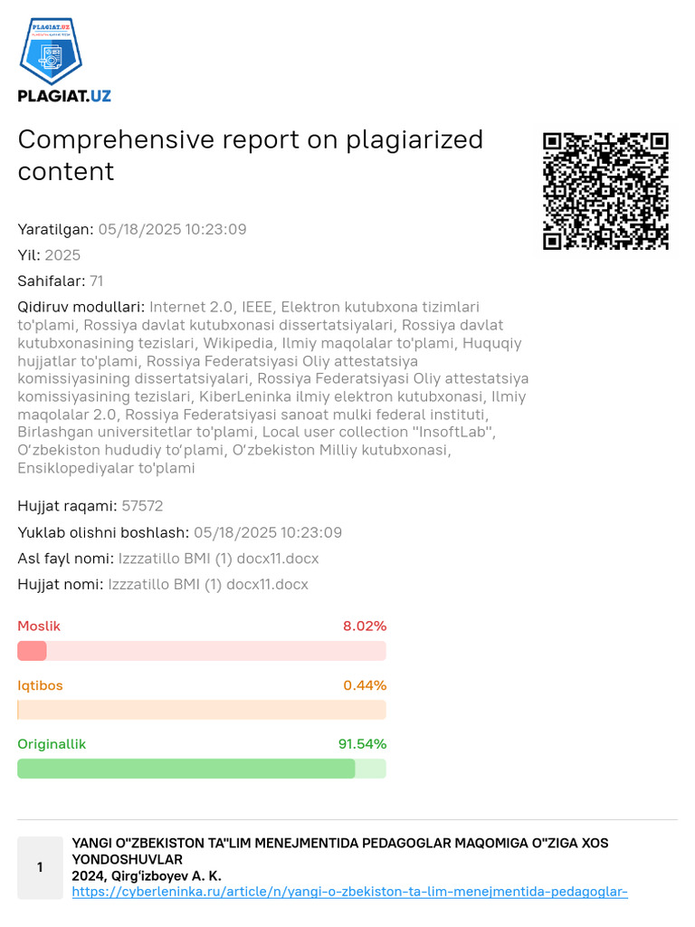 Comprehensive Report On Plagiarized Content: Plagiat | PDF
