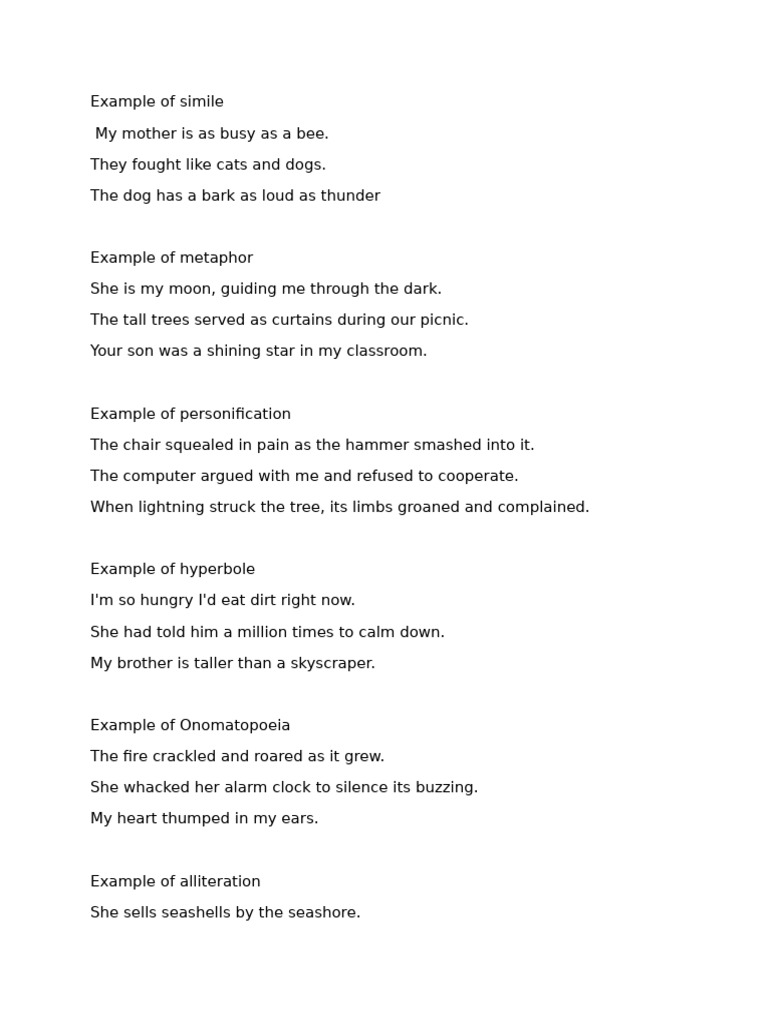 Examples of Figurative Language | PDF
