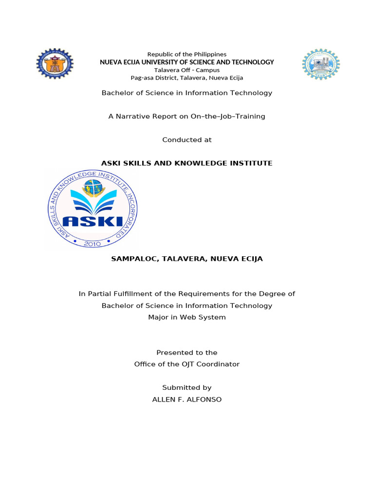 OJT Narrative Report: Information Technology | PDF | Vocational ...