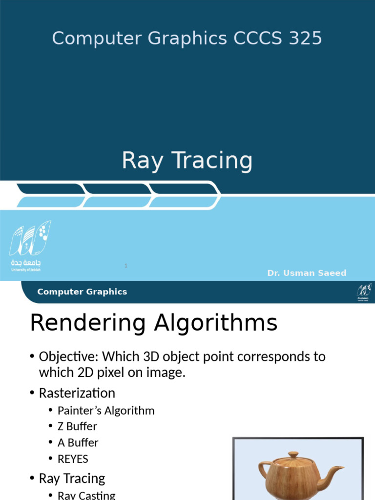 CCCS325 - 04 Ray Tracing | PDF | Rendering (Computer Graphics) | Computer Graphics